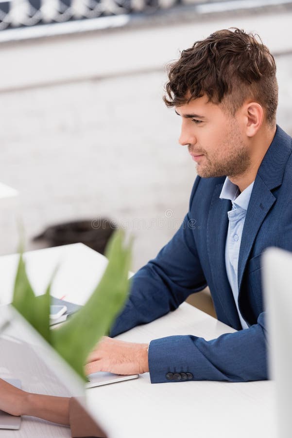 Executive Typing on Computer Keyboard, while Stock Photo - Image of ...