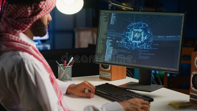 Man In Personal Office Writes Ai Code Stock Image Image Of Algorithms