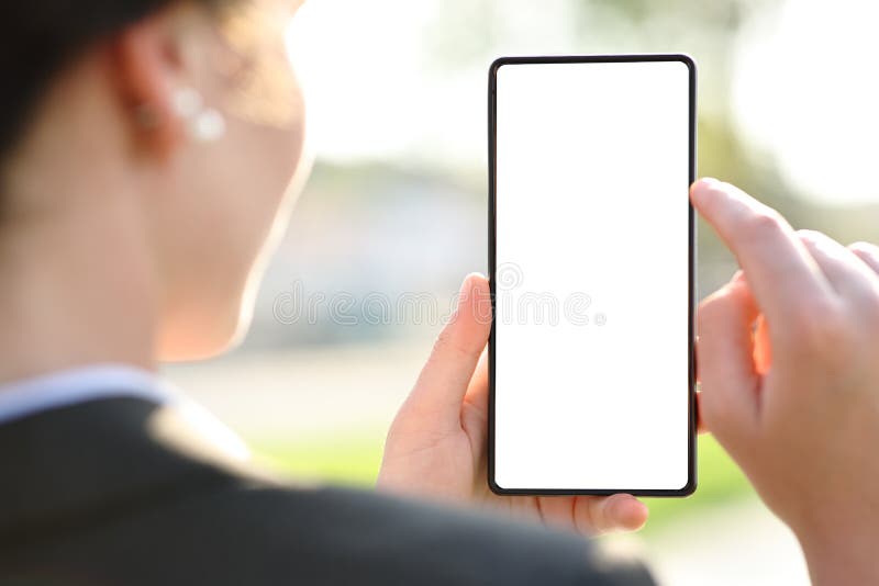 Executive Using Phone Showing Blank Screen Stock Photo - Image of back ...