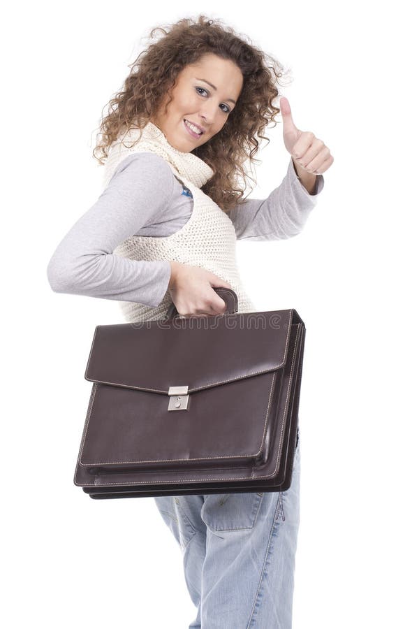 Executive Woman Holding a Briefcase Stock Photo - Image of cheerful ...