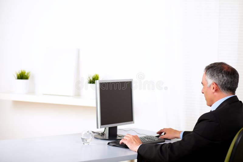 Executive Working on Computer Stock Image - Image of executive ...