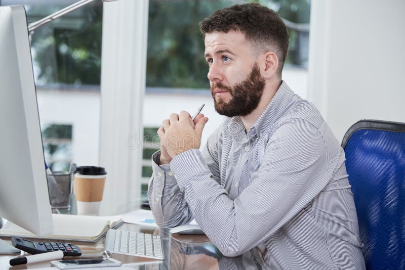 Executive Working with Computer at Office Stock Photo - Image of ...