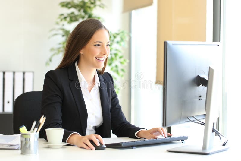 Executive Working with a Desktop Computer Stock Photo - Image of ...
