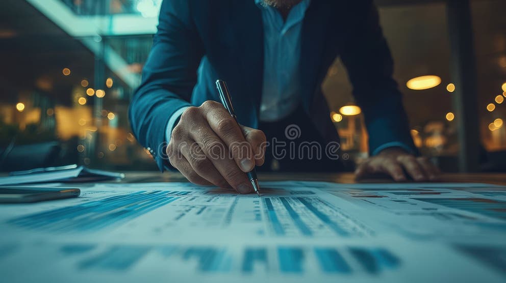 Business Strategy Execution: Close-up of a Hand Analyzing Data Stock Illustration - Illustration ...