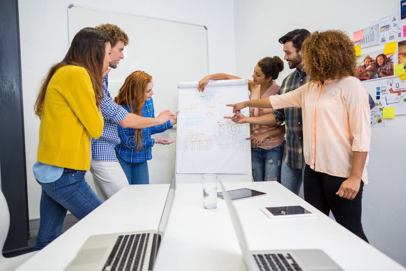 Executives Discussing Over Flip Chart Board in Conference Room Meeting ...