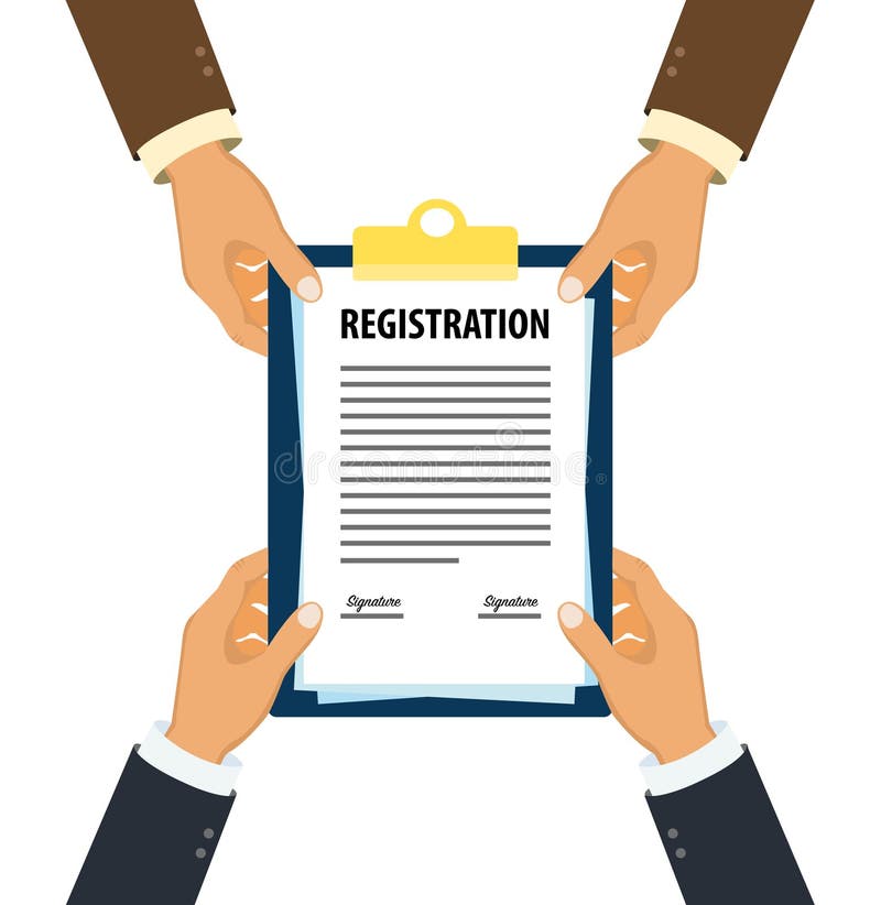 Signing Registration Document Stock Illustration - Illustration of ...