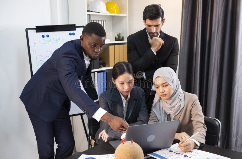 Executives are Having a Team Meeting Via Computer Stock Photo - Image ...