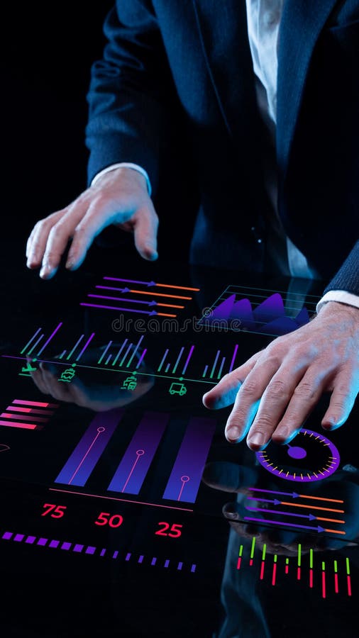 Executives Using Smart Digital Table To Analyze Interactive Business ...
