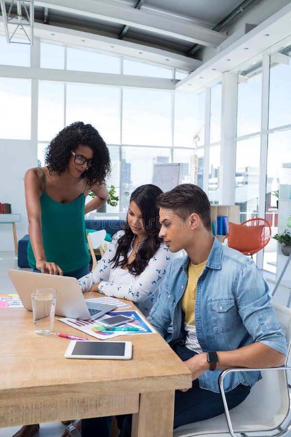 Executives Working on Laptop in the Office Stock Image - Image of ...