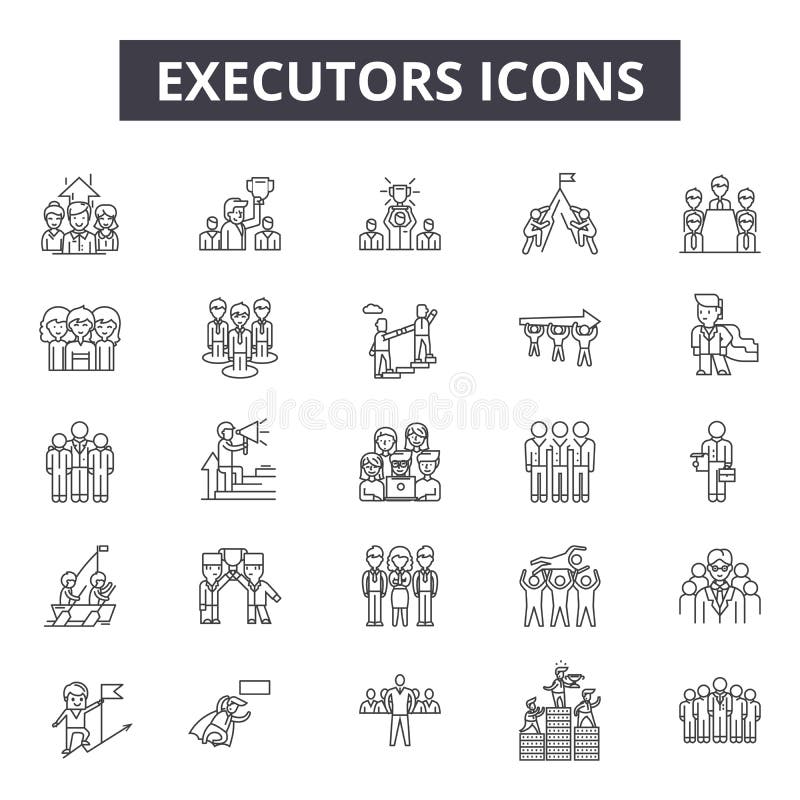 Executors Line Icons, Signs, Vector Set, Outline Illustration Concept ... Executors Line Icons, Signs, Vector Set, Outline Illustration Concept ...