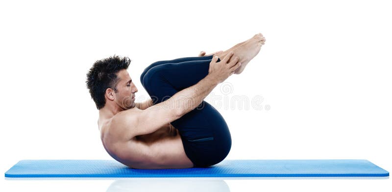 Exercices De Pilates De Forme Physique D'homme D'isolement Photo stock ...