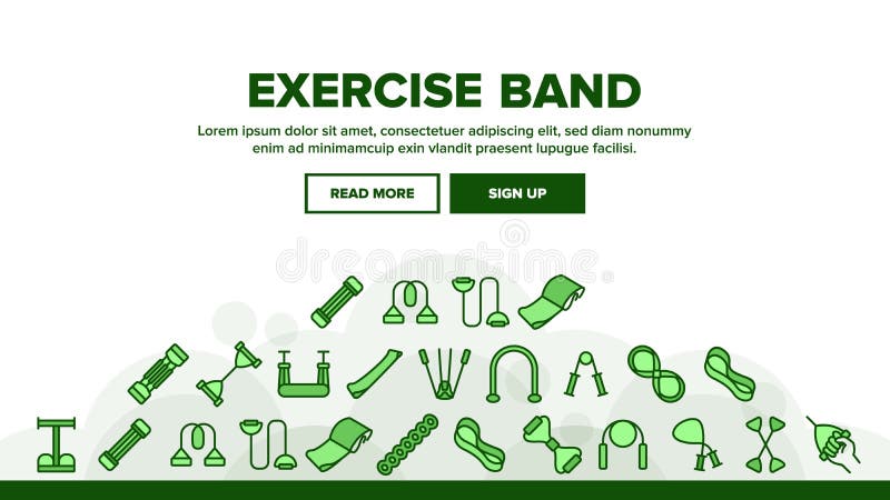 Exercise Band Tools Landing Header Vector Stock Vector - Illustration ...