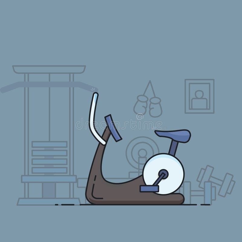 Exercise Bike in the Gym. Vector Illustration in Flat Style Stock ...
