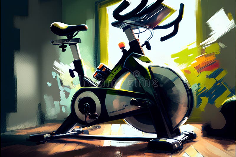 Exercise Bike in the Interior of the Room. Vector Illustration Stock Illustration - Illustration ...