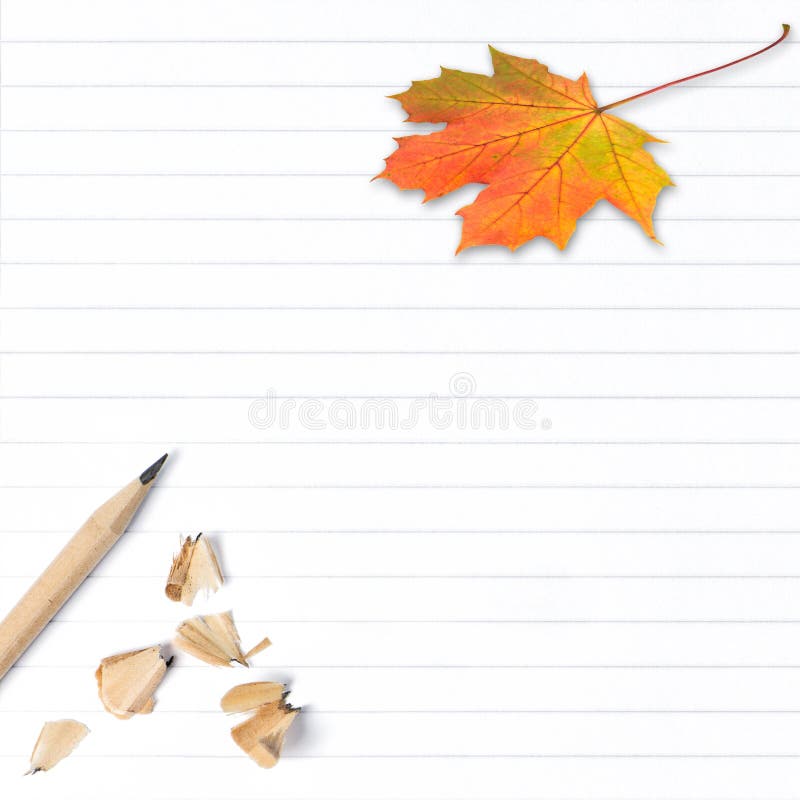 Exercise Book Page Autumn Maple Leaf School Background Stock Image ...
