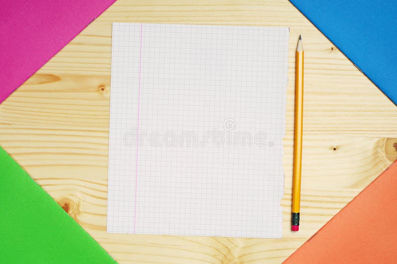Exercise Books and a Single Clean Sheet Stock Photo - Image of table ...