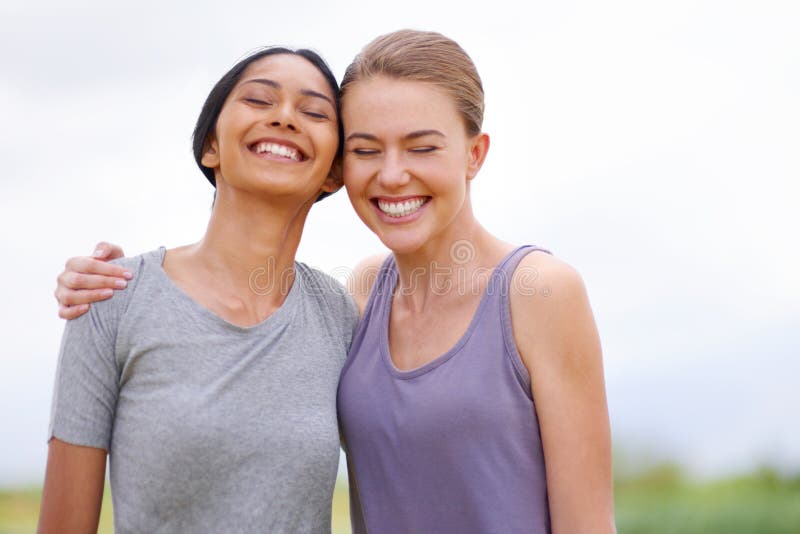 Exercise Buddies for Life. Two Young Ladies Laughing with Each Other ...