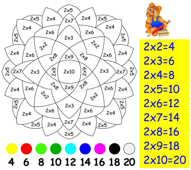 Exercise for Children with Multiplication by Two - Need To Paint Image ...