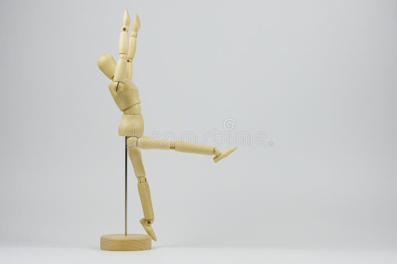 Exercise Concept, Wooden Figure Doing Physical Exercises Stock Image ...
