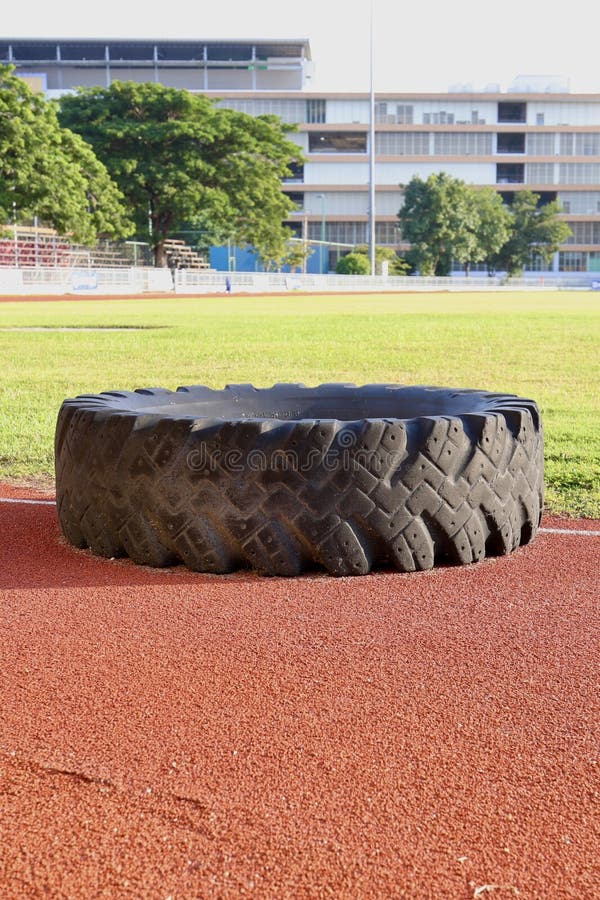 Exercise by Dragging Car Tires. Stock Photo - Image of stadium, grave ...