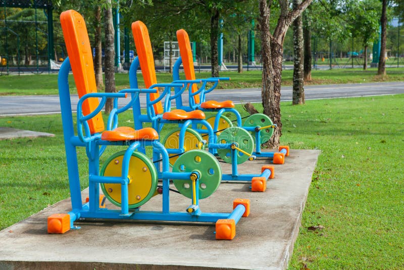 Exercise Equipment in Public Park Stock Image - Image of public, action ...