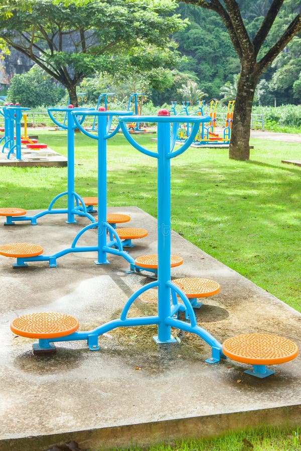 Exercise Equipment in Public Park Stock Image - Image of public, board ...
