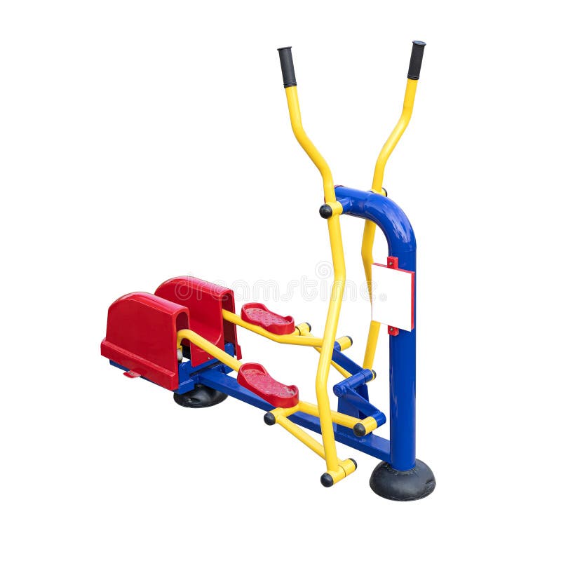 Exercise Equipment Red, Yellow and Blue Color Isolated on White ...