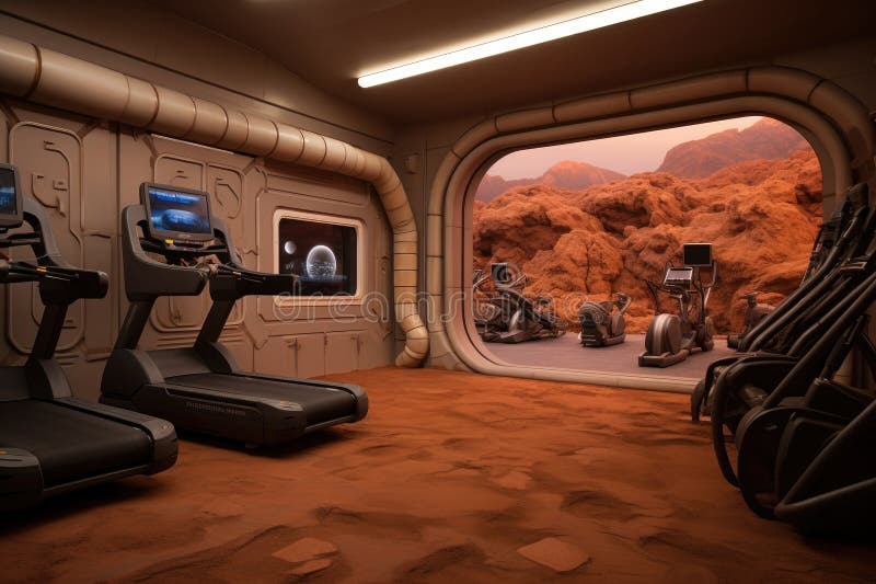 Exercise and Fitness Area Inside Mars Simulation Habitat Stock ...