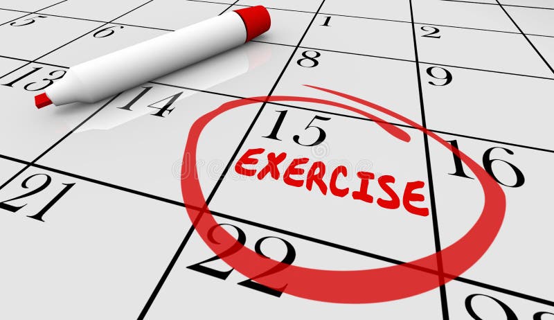 Exercise Fitness Schedule Workout Class Day Calendar Stock Illustration ...