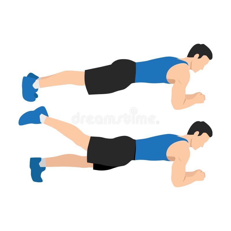 Exercise Guide by Man Doing Plank Leg Raises in 2 Steps Stock Vector ...
