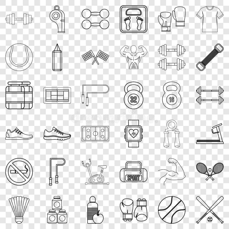 Exercise Icons Set, Outline Style Stock Vector - Illustration of apple ...