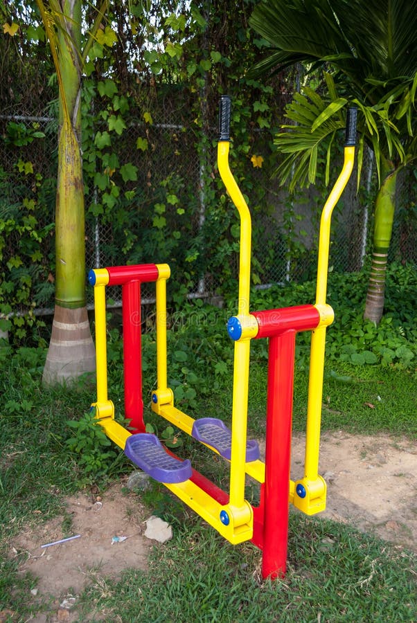 The Exercise Machine in Public Park Stock Image - Image of burning ...