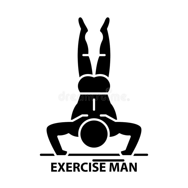 Exercise Man Icon, Black Vector Sign with Editable Strokes, Concept ...