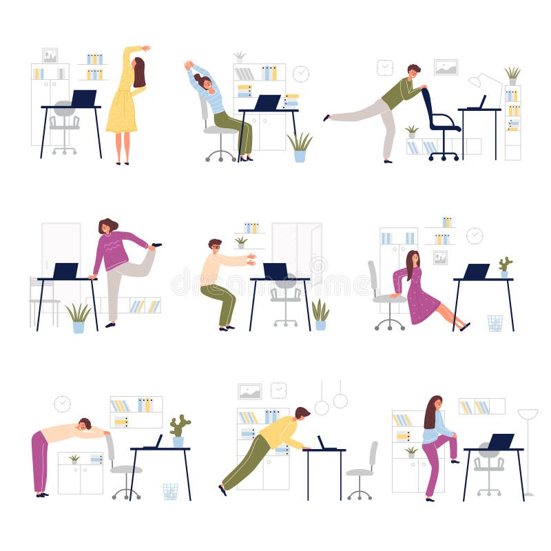 Exercise at Office. Managers or Freelancer Spend Relax Active Time at ...