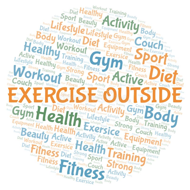 Exercise Outside Word Cloud Stock Illustration - Illustration of colors ...