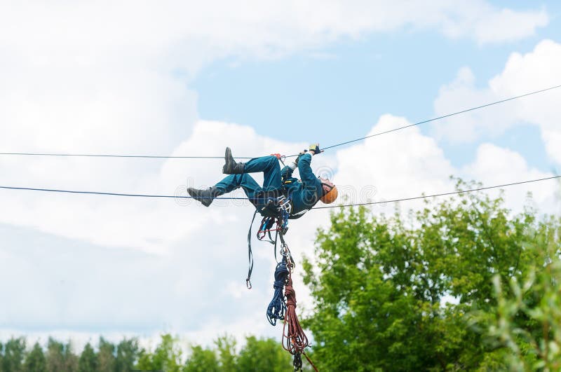 Exercise Rescue Units. Training Rescue People. Recovery Using Rope ...