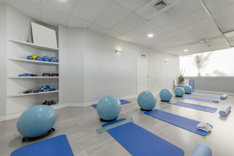 Exercise Room for Relaxation and Corrective Physics in Blue Tones Stock ...