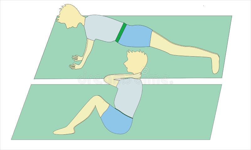 Exercise Sit Up and Push Up Stock Vector - Illustration of body, strong ...