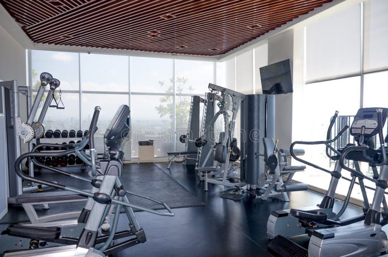 Exercise Sport Machines in the Gym Stock Image - Image of hall ...