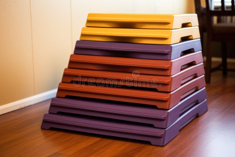 Exercise Step Boards Stacked in a Corner Stock Photo - Image of step ...