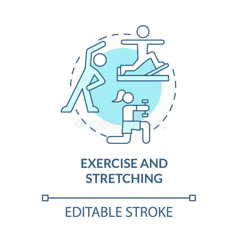 Exercise and Stretching Blue Concept Icon Stock Vector - Illustration ...