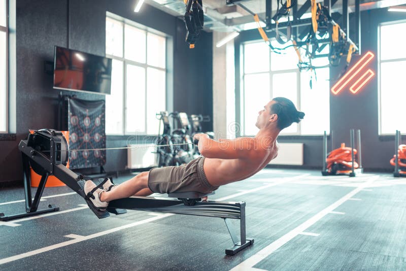 Strong Good Looking Man Pulling Weight on Himself Stock Photo - Image ...