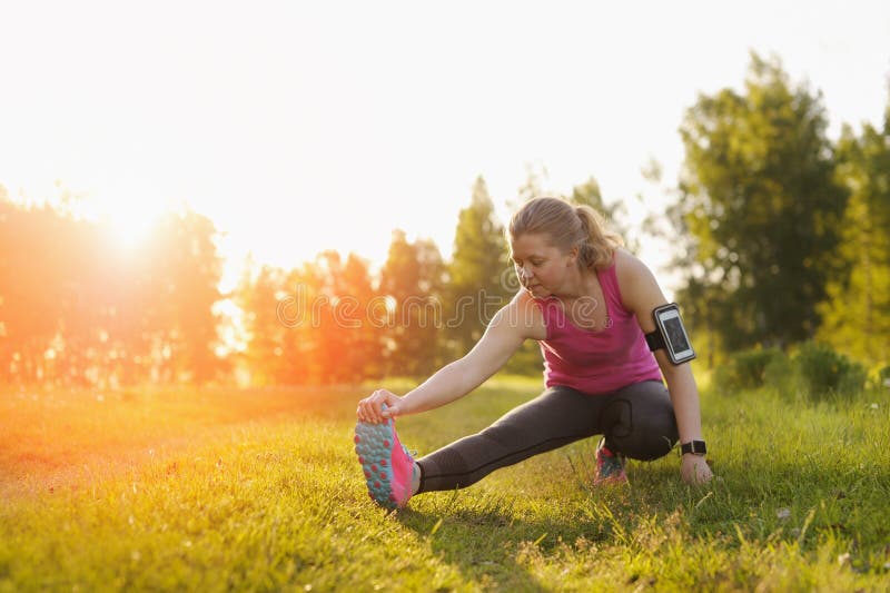 Exercise Woman Stretching Hamstring Leg Muscles. Stock Photo - Image of ...