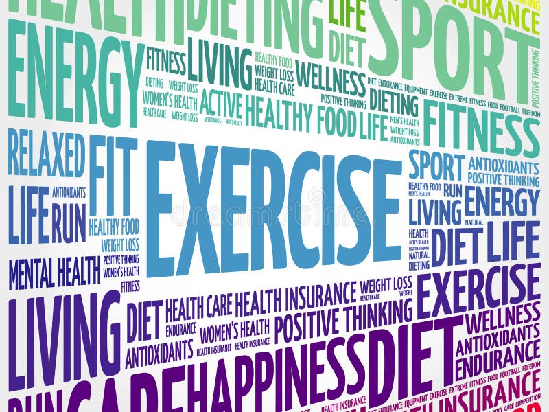 EXERCISE Word Cloud Collage Stock Illustration - Illustration of diet ...