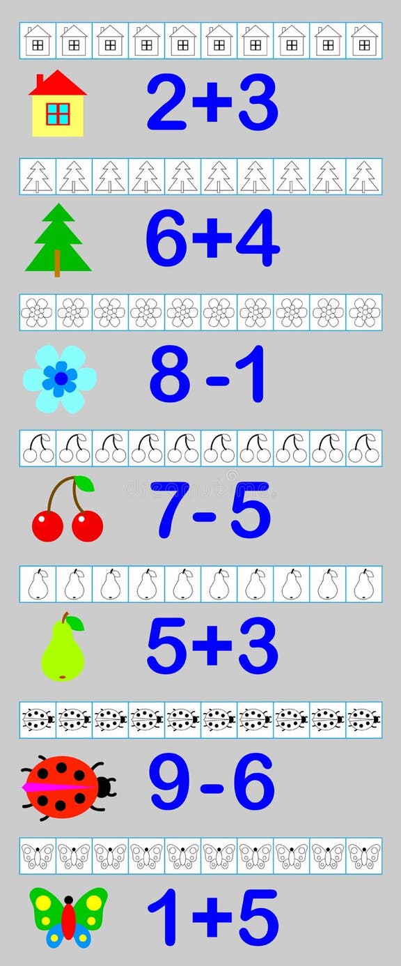 Exercises for Children - Need To Solve Examples and Paint the ...