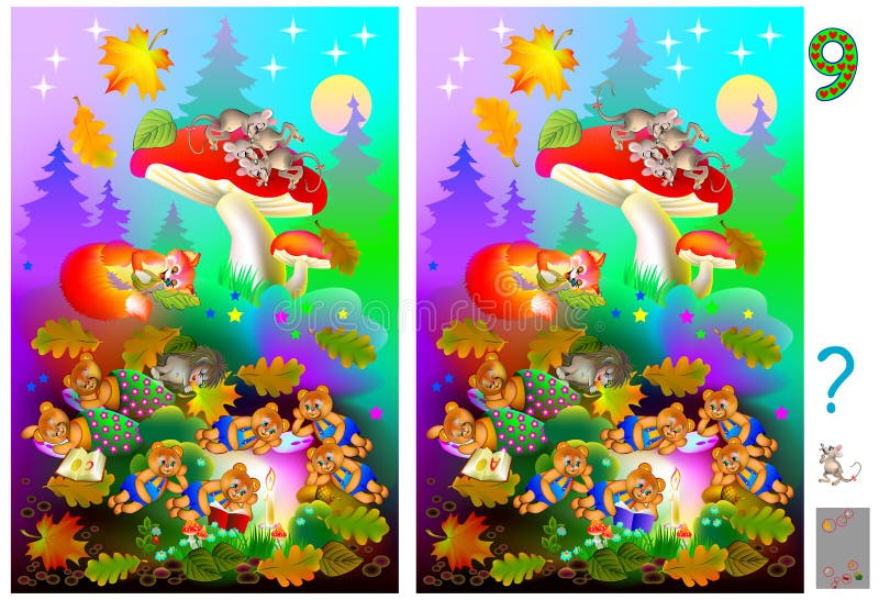 Exercises for Children. Picture of Animals Sleeping in the Forest. Need ...