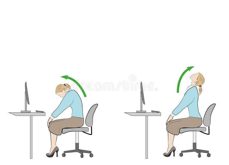 Exercises for the Head and Neck in the Office at the Workplace. Vector ...