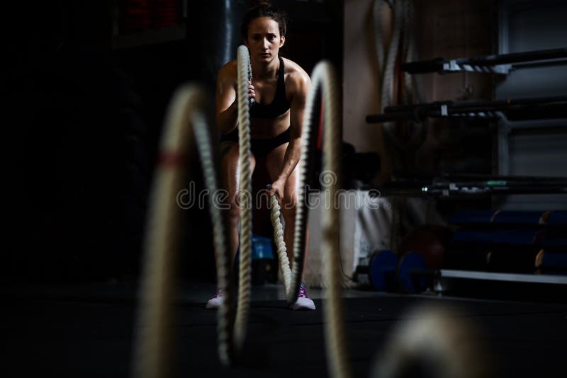 Exercises with ropes stock image. Image of rope, physical - 78194329
