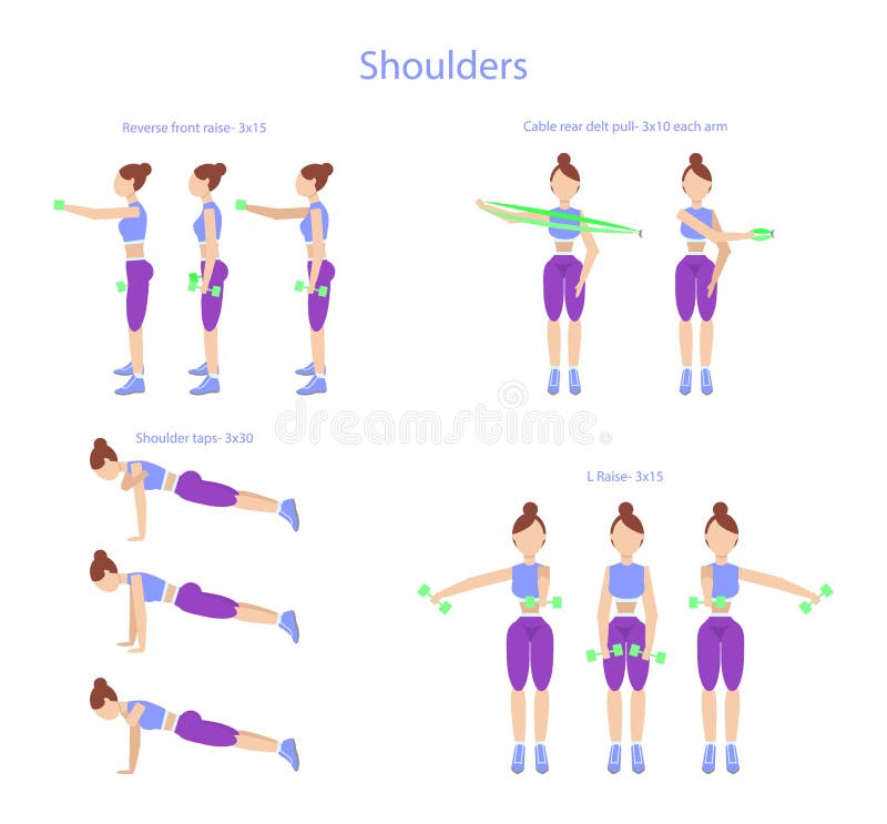 Shoulder Exercises. Shoulder Press Stock Vector - Illustration of press ...