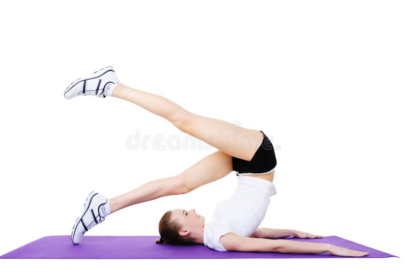 Exercises of sport woman stock photo. Image of white, girl - 8842884